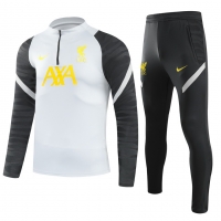 Liverpool Zipper Sweat Kit(Top+Pants) White&Black 2021/22 | MineJerseys
