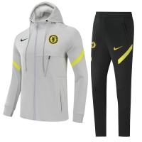 Chelsea Hoodie Training Kit Gray&Black (Jacket+Pants) 2021/22 | MineJerseys