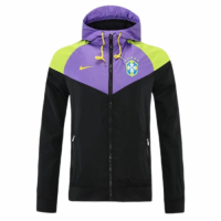 Brazil Windbreaker Hoodie Jacket Black&Lavender 2021/22 | MineJerseys